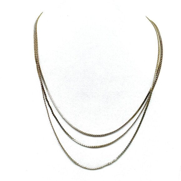 Jewelry | Vintage Triple Strand Chain Necklace Dainty Minimalist Gold ...